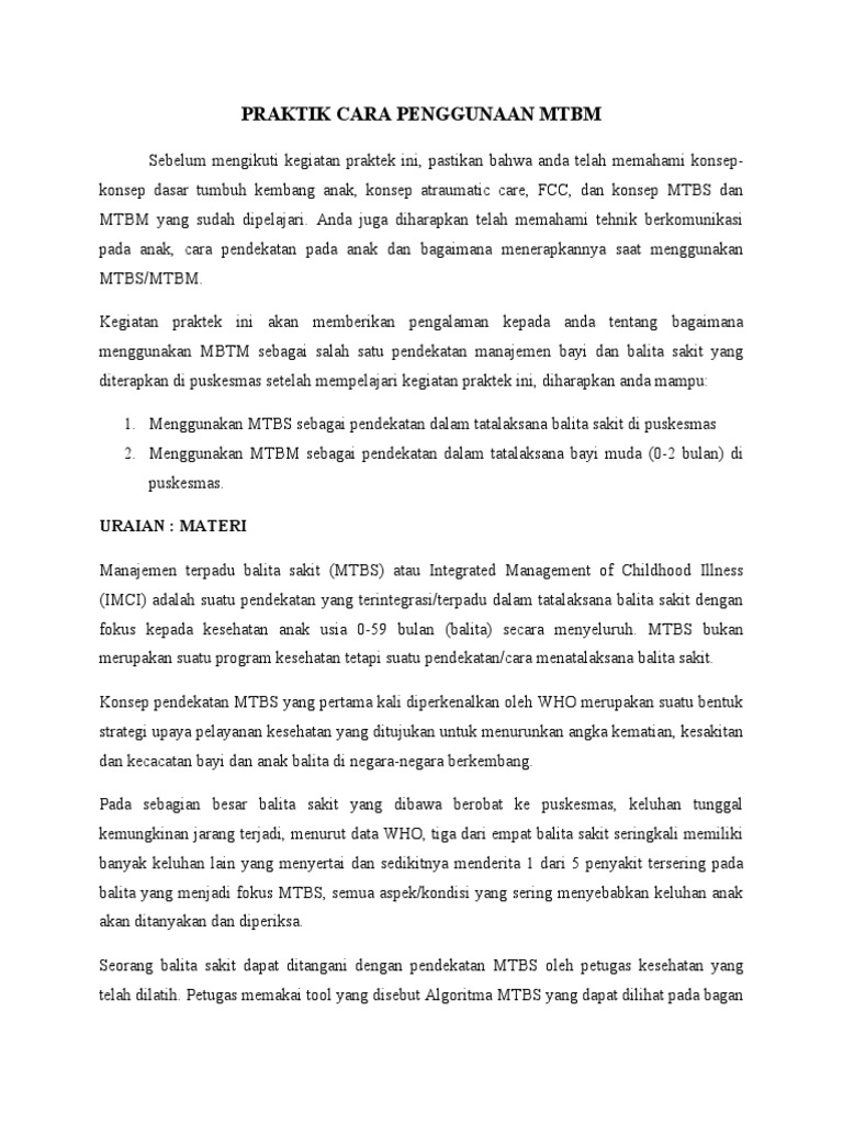 Penilaian MTBM Pada Anak | PDF