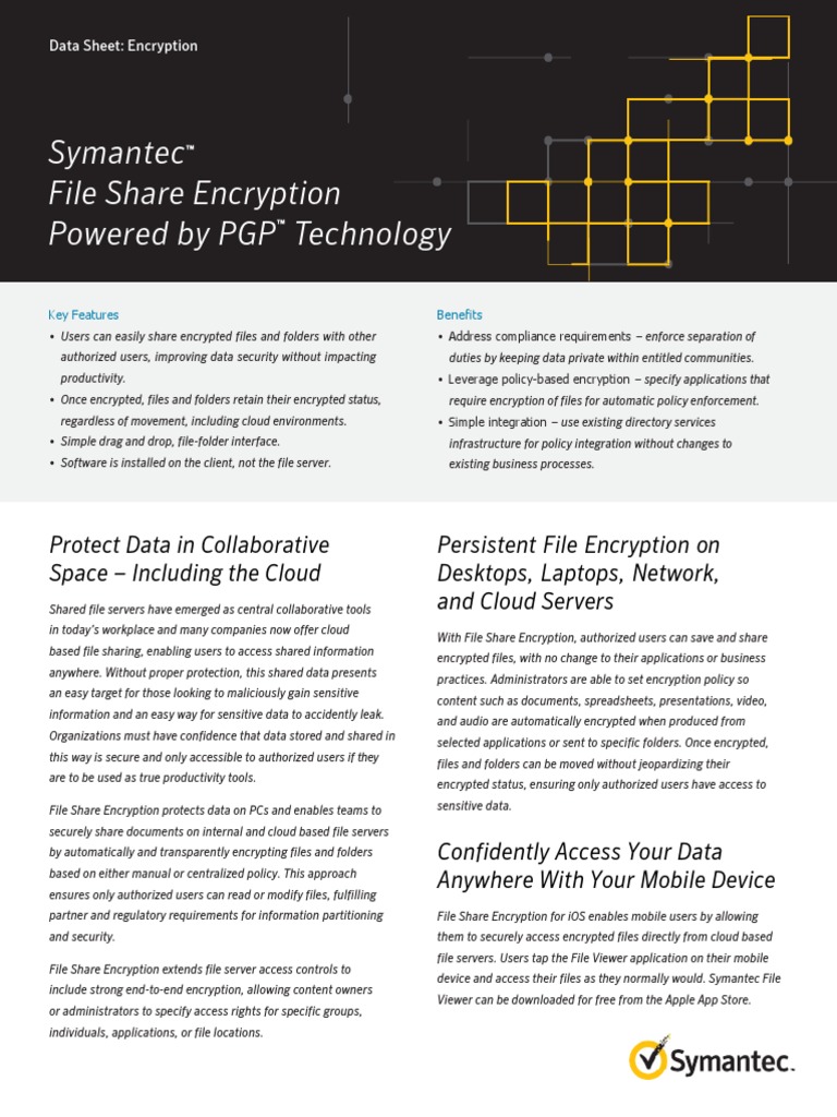 Symantec File Share Encryption Powered by PGP Technology | PDF ...