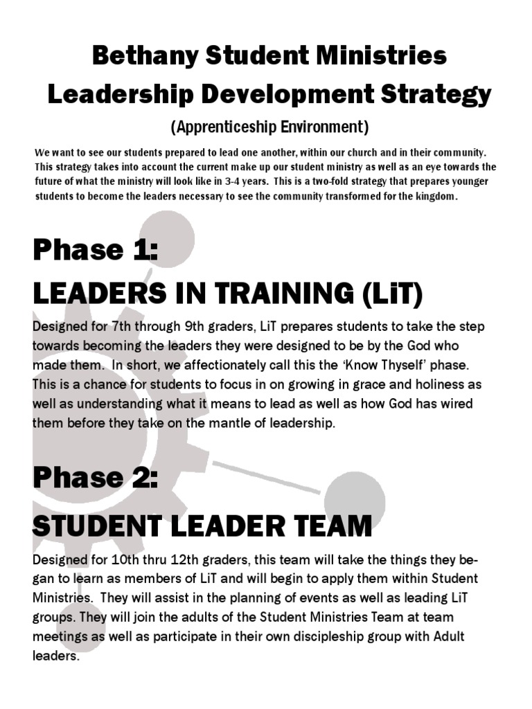 Phase 1: Leaders in Training (Lit) : Bethany Student Ministries ...