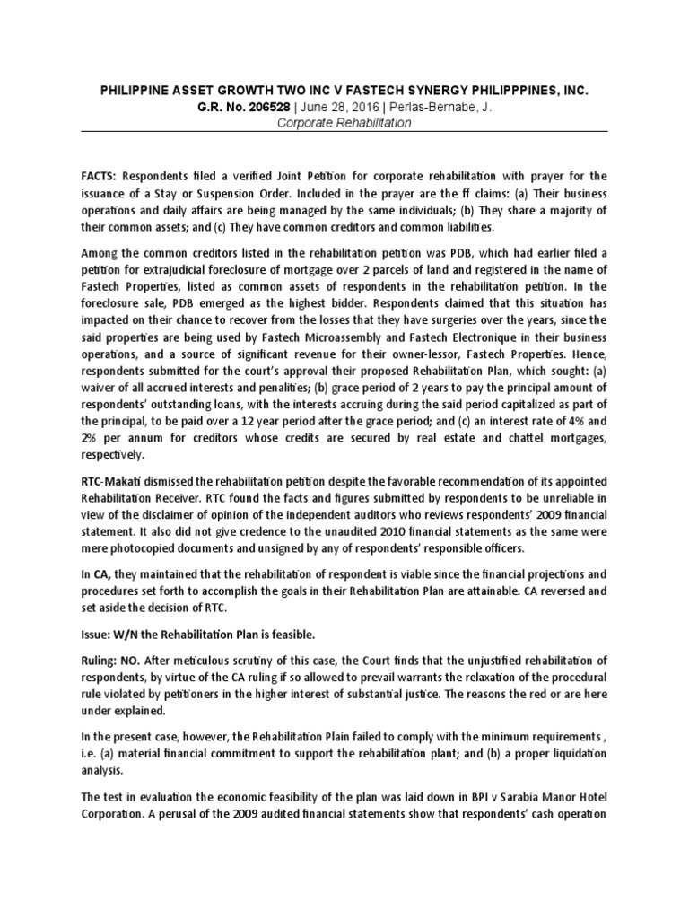 Gray Credit PH Asset Growth Two V Fastech Synergy PH | PDF ...