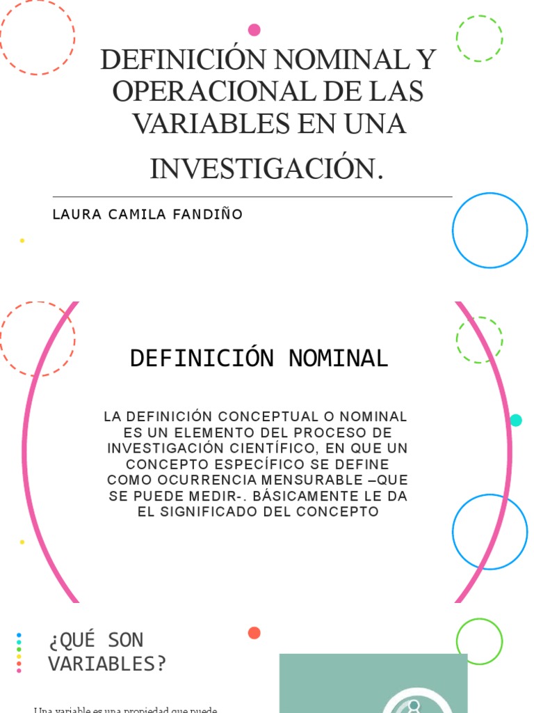 DEFINICIÓN NOMINAL Y OPERACIONAL DE LAS VARIABLEs | PDF