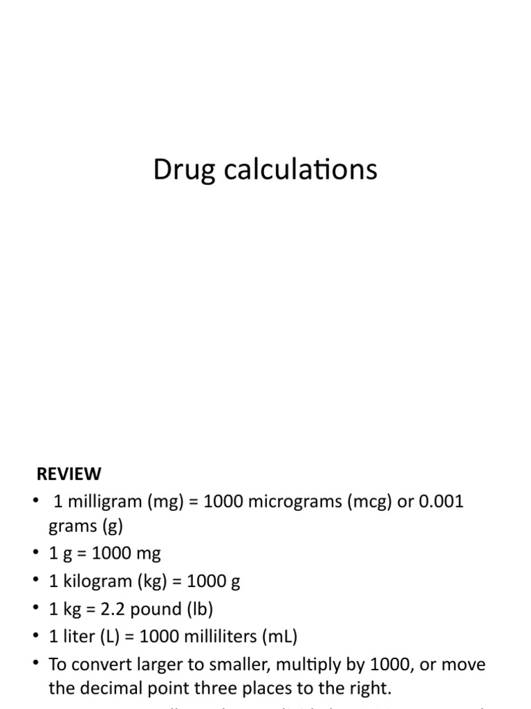 Drug Calculations | PDF | Intravenous Therapy | Drugs