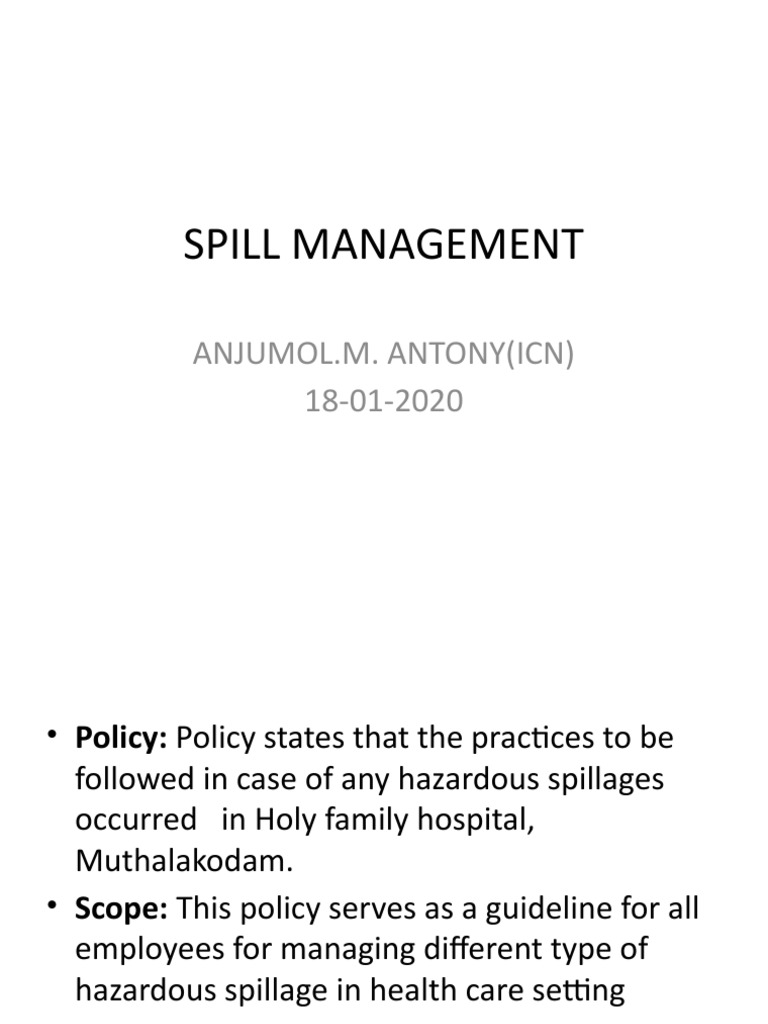 Spill Management | PDF | Mercury (Element) | Personal Protective Equipment