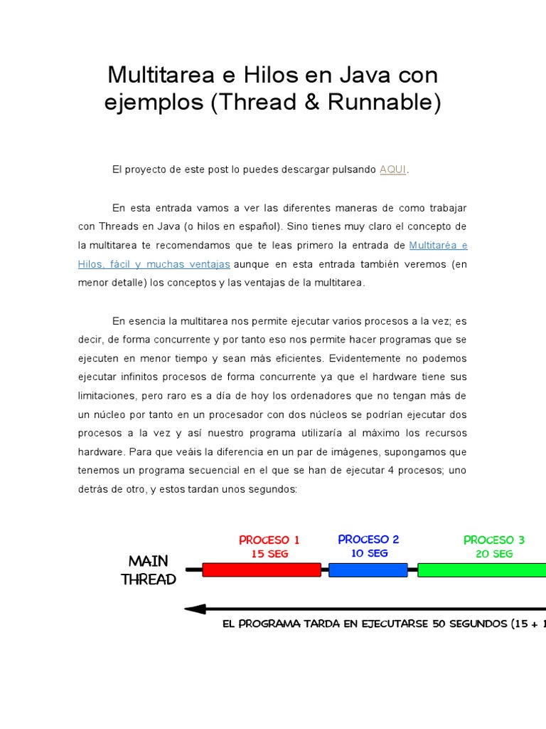 Multitarea E Hilos En Java Con Ejemplos Pdf Java Lenguaje De