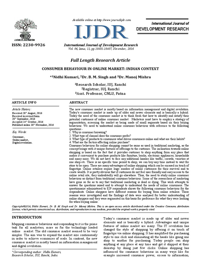 Full Length Research Article: ISSN: 2230-9926 | PDF | Consumer ...