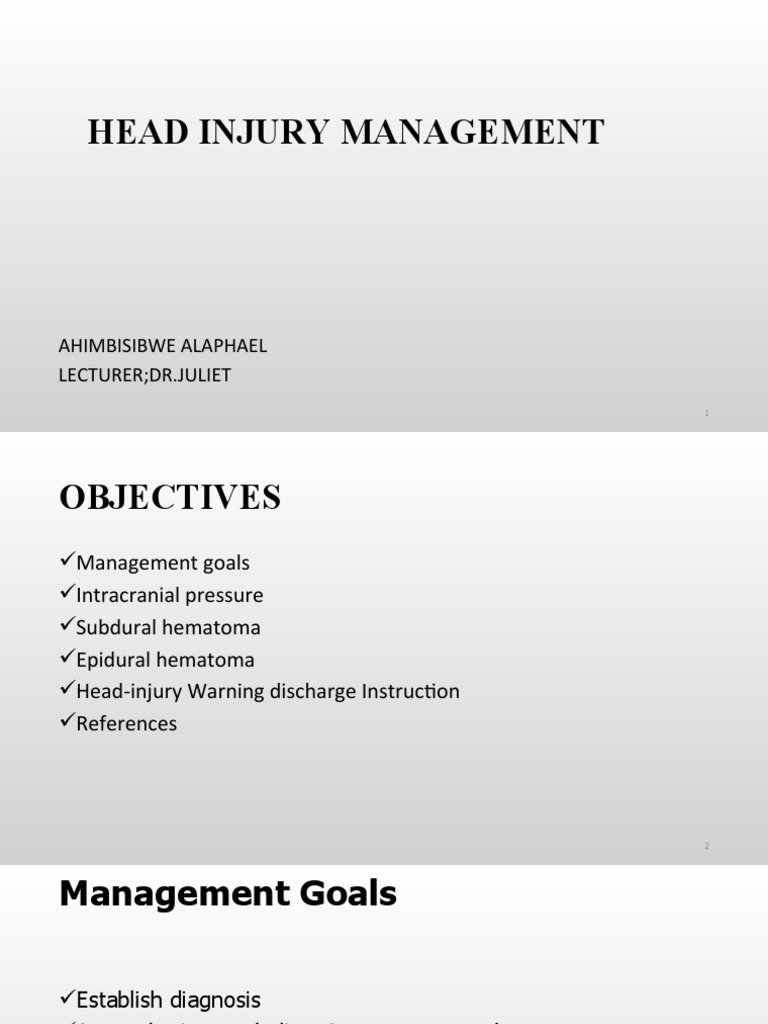 Head Injury Management Guidelines | PDF | Traumatic Brain Injury ...