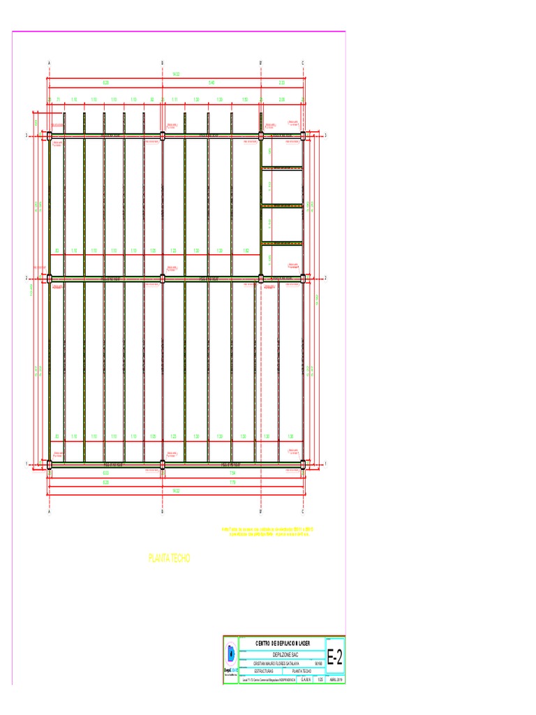 Structural design drawing showing dimensions and specifications for ...