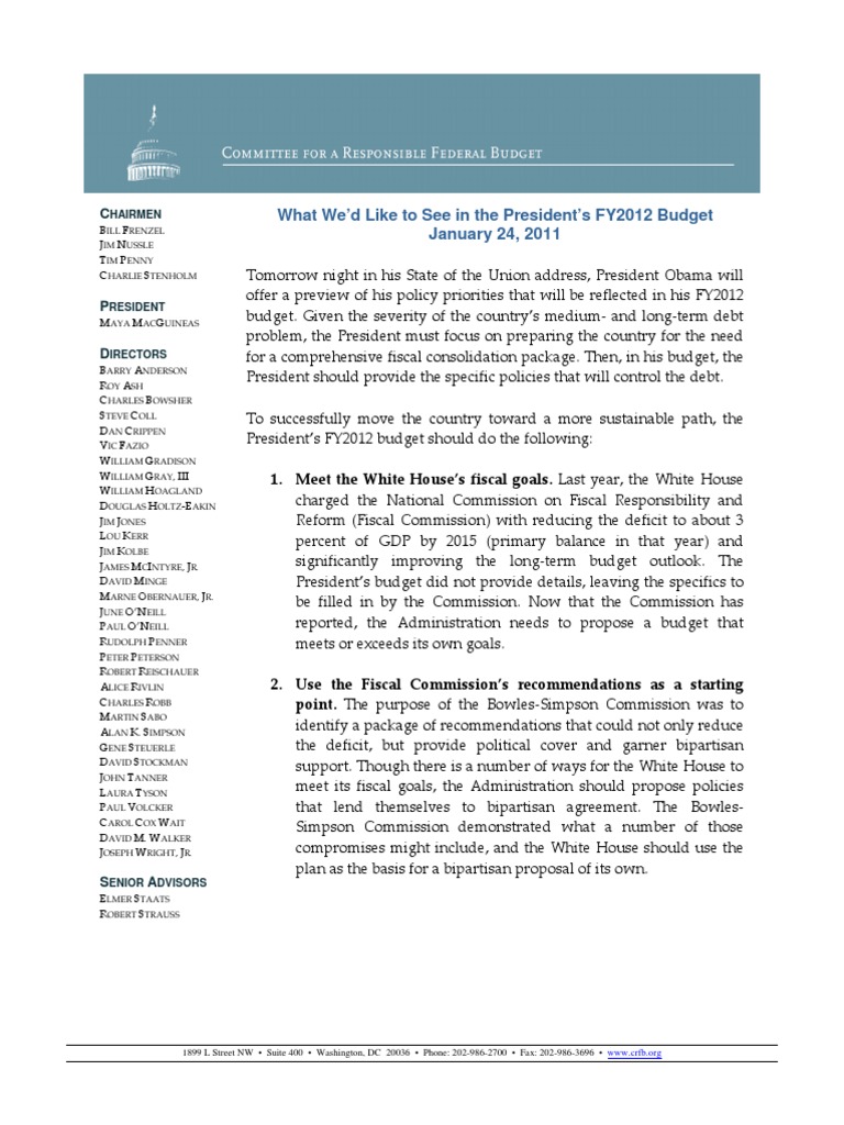 What Wed Like To See in The Presidents FY2012 Budget | PDF | Deficit ...