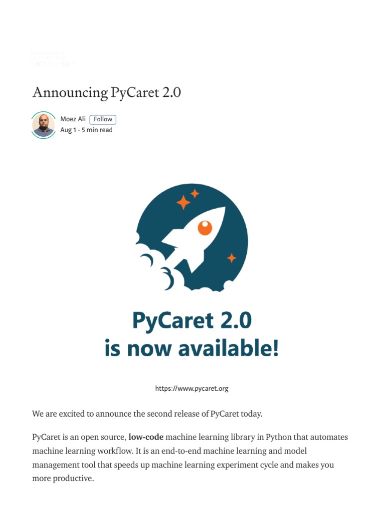 Announcing Pycaret 2 0 An Open Source Low Code Machine Learning Library In Python Towards