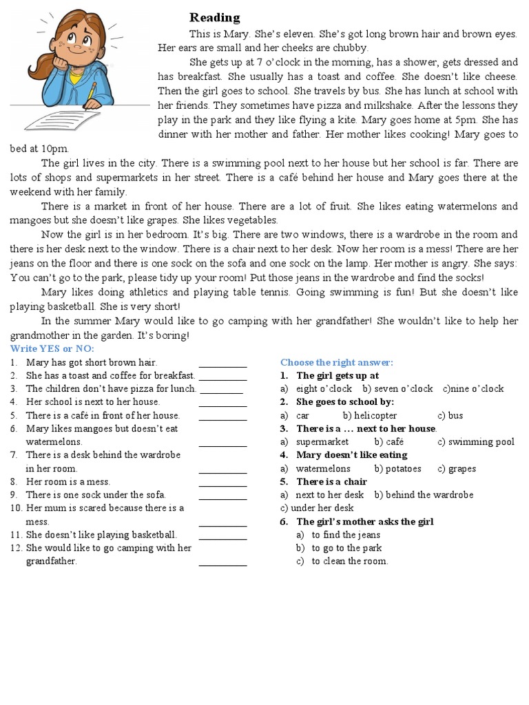 Reading Comprehension Simple Present | PDF | Food And Drink | Foods