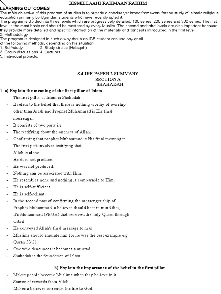 Ire Paper Two Summarised Points | PDF | Prophets And Messengers In ...