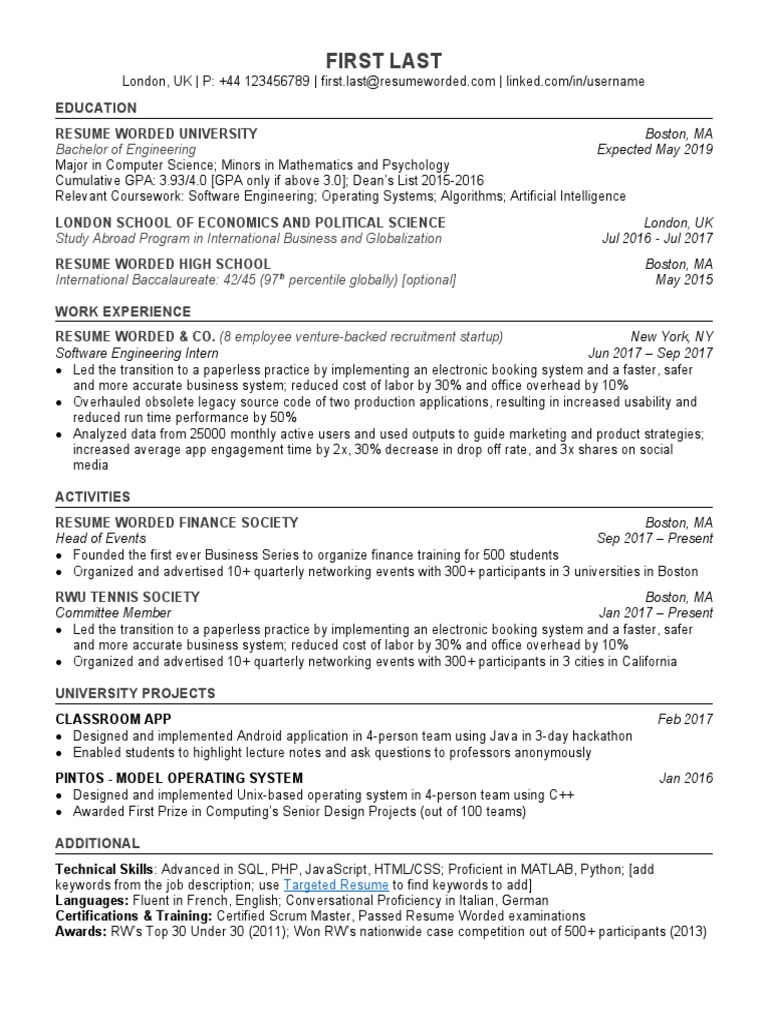 Student Template v3 | PDF | Résumé | System