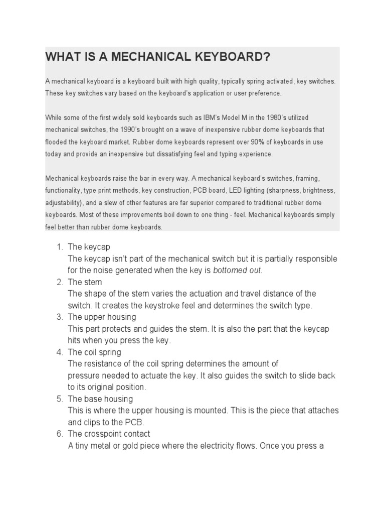 What Is A Mechanical Keyboard | PDF