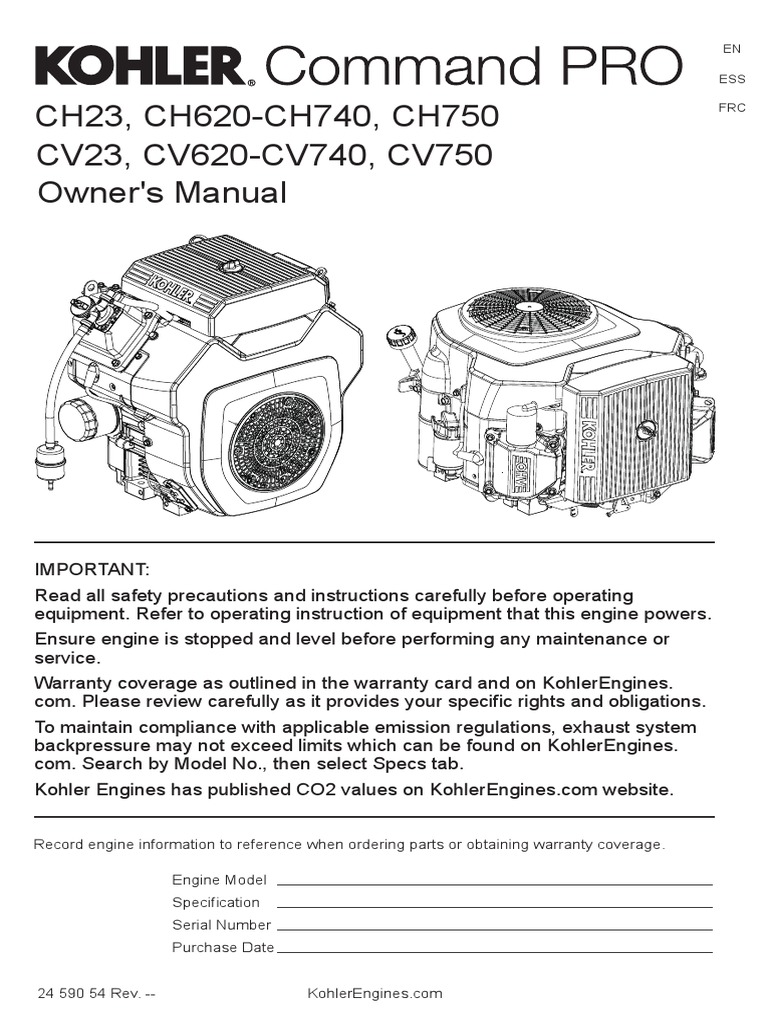 Kohler Command Pro CV680-CV23 Bedienungsanleitung | PDF | Horsepower | Gasoline