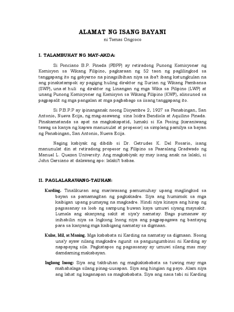 Alamat NG Isang Bayani | PDF