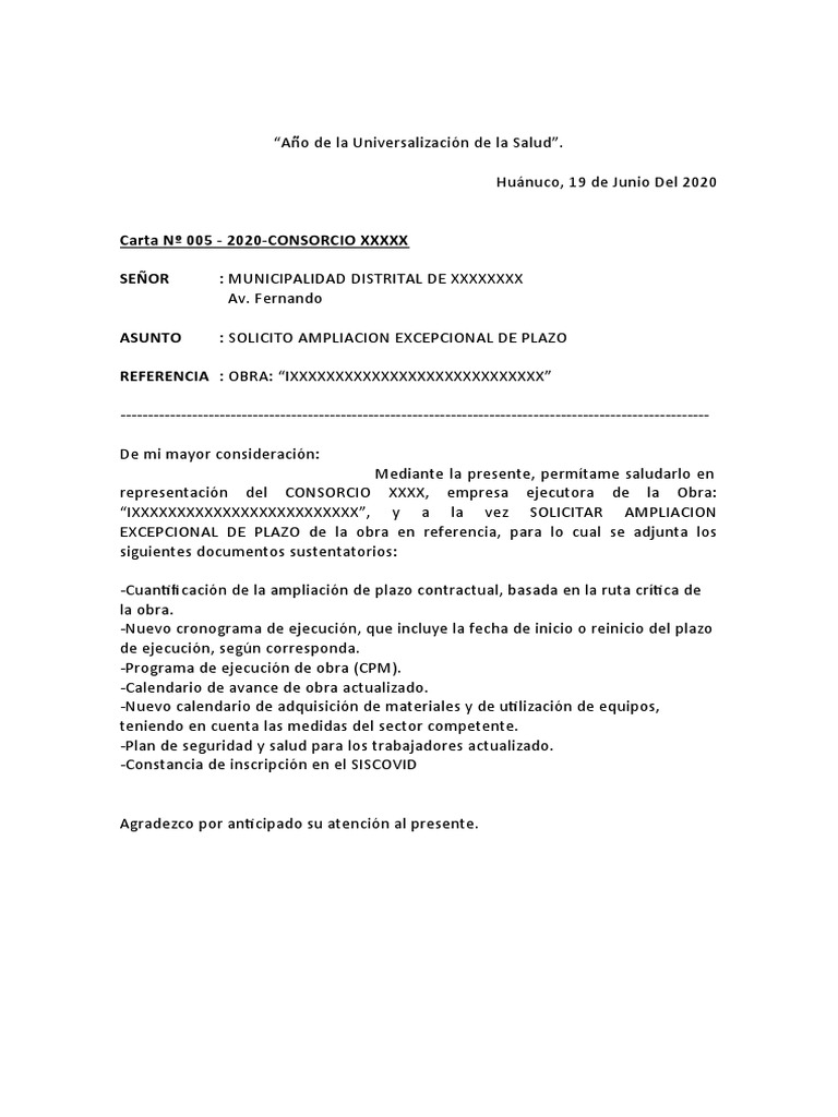 Solicito Ampl Excep Plazo - Mod | PDF