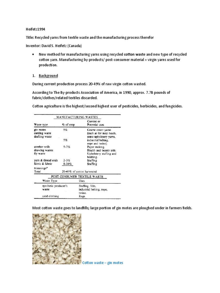 Cotton Waste - Gin Motes | PDF | Spinning (Textiles) | Yarn