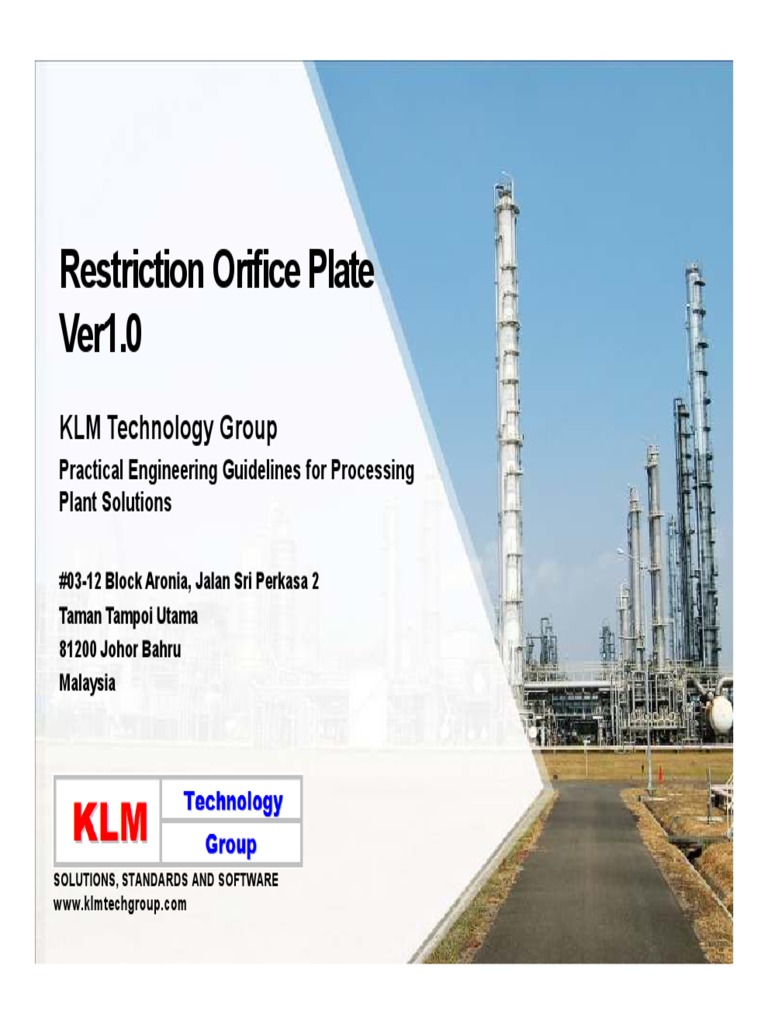 KLM Technology Group Restriction Orifice Plate Program: A Guide to ...
