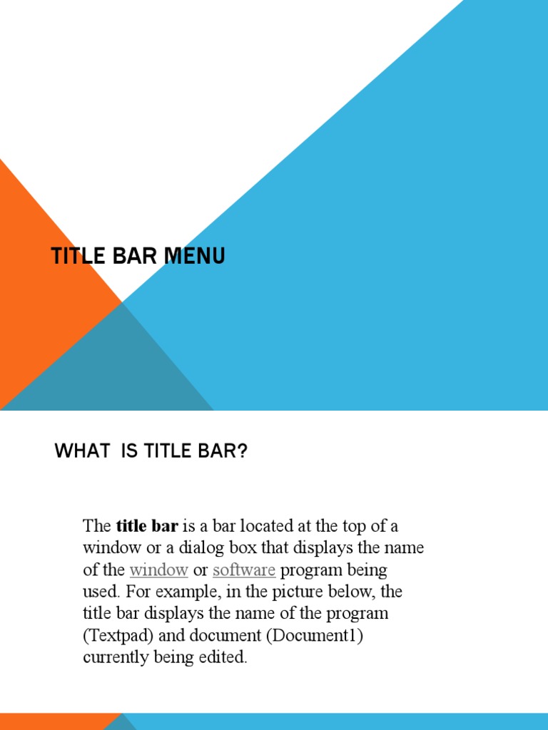 Title Bar Menu | PDF