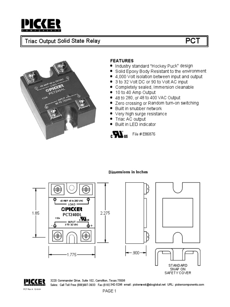Triac Output Solid State Relay: Features | PDF | Alternating Current ...