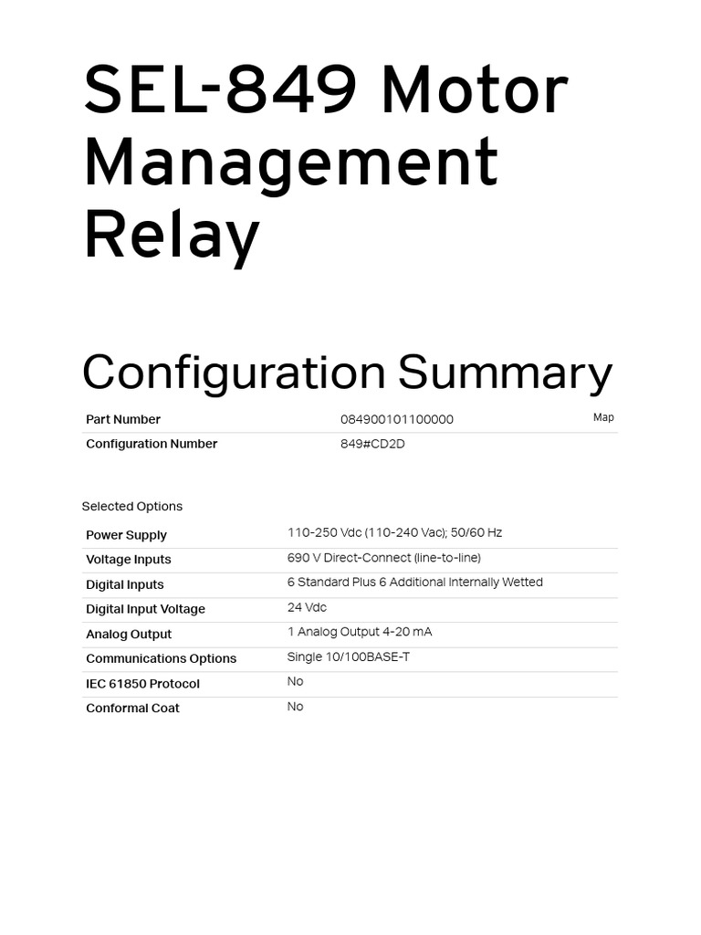 SEL-849Relay - Configuration Summary PDF | PDF | Computers