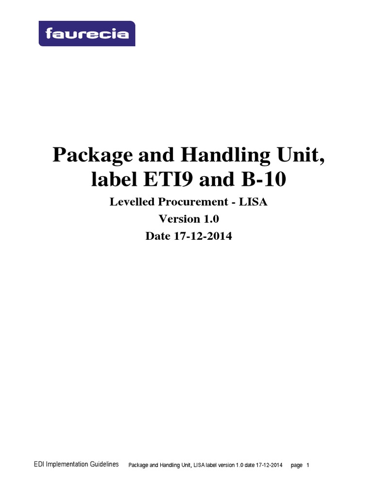Faurecia Project Eti9 b10 Lisa v1.0 | PDF | Electronic Data Interchange ...