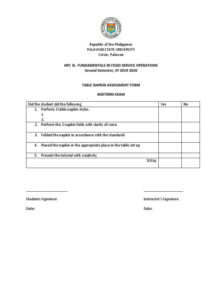 5.2rubrics Table Napkin Video Tutorial | PDF