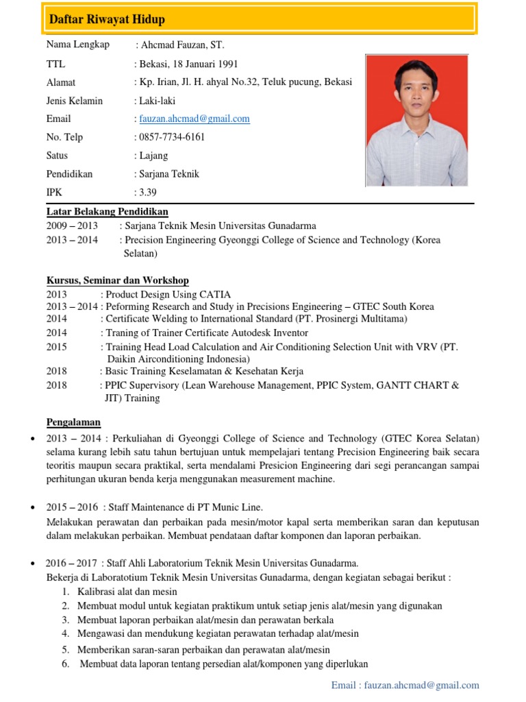 Curriculum Vitae Ahcmad Fauzan, ST | PDF | Karier & Perkembangan | Bisnis