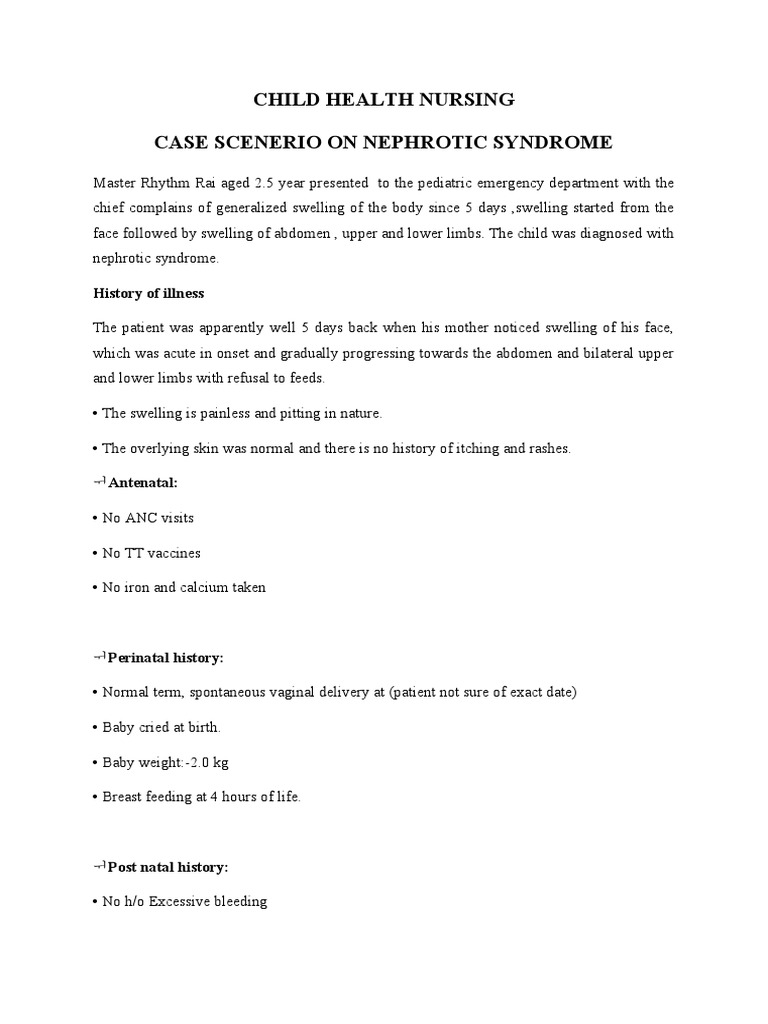 Case Scenerio Nephrotic Syndrome | Download Free PDF | Edema | Blood Plasma