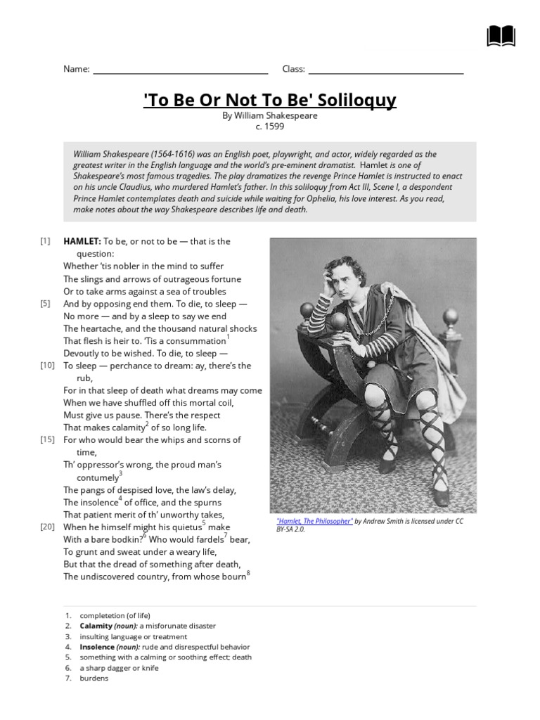 Hamlet's "To Be or Not to Be" Soliloquy | PDF | Hamlet | Plays Based On ...