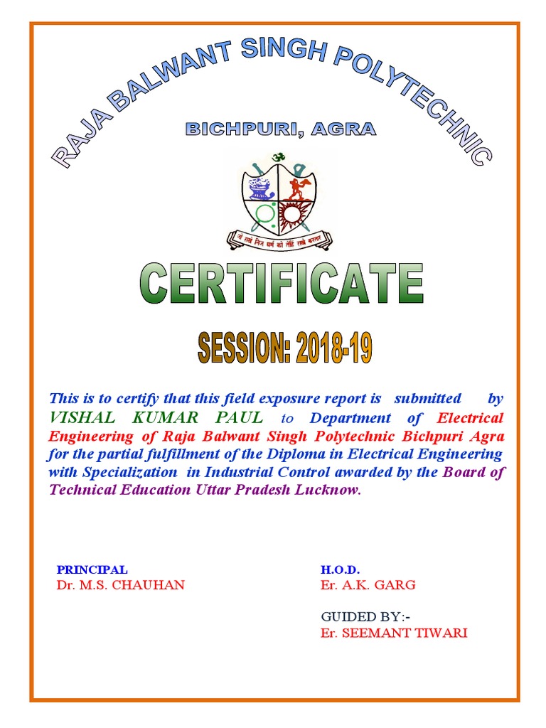 Electrical BT Certificate | PDF