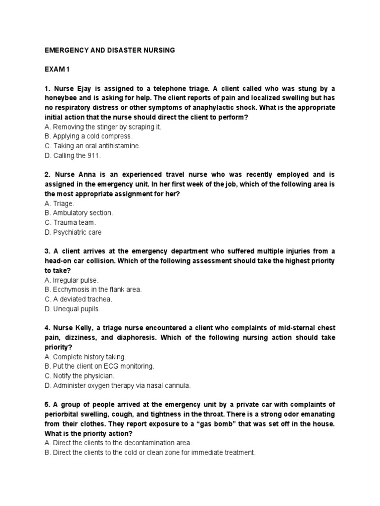 Emergency and Disaster Nursing | PDF | Emergency Department | Nausea