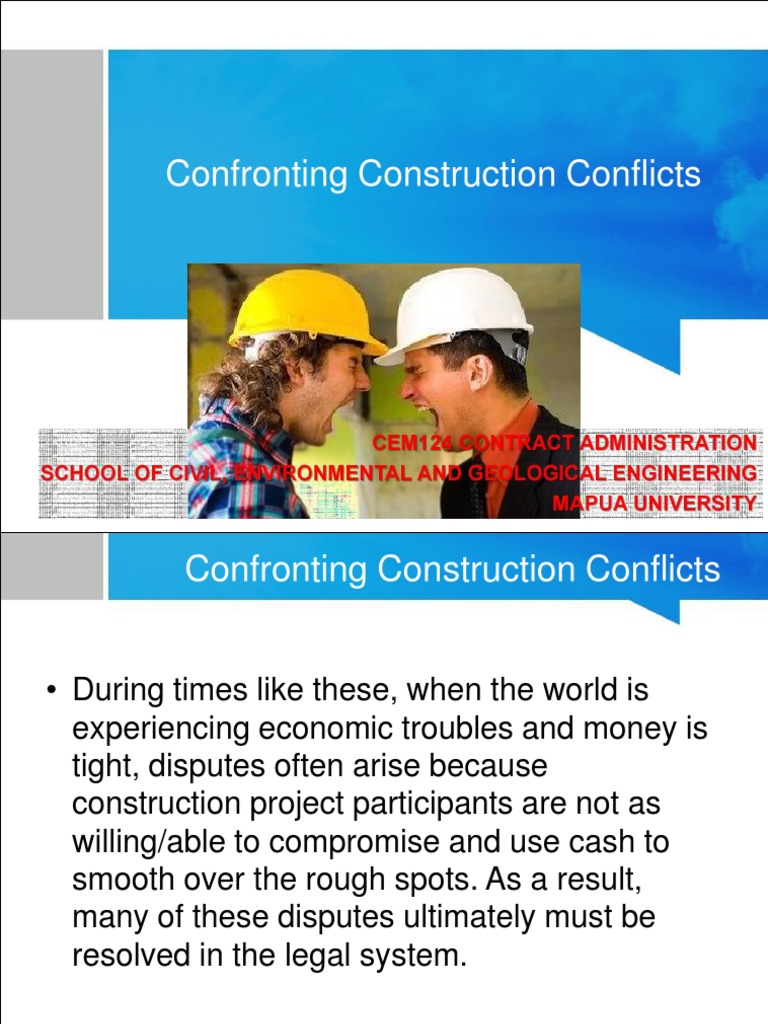 Lec4 Cem124 Construction-Conflicts | PDF | Mediation | Arbitration