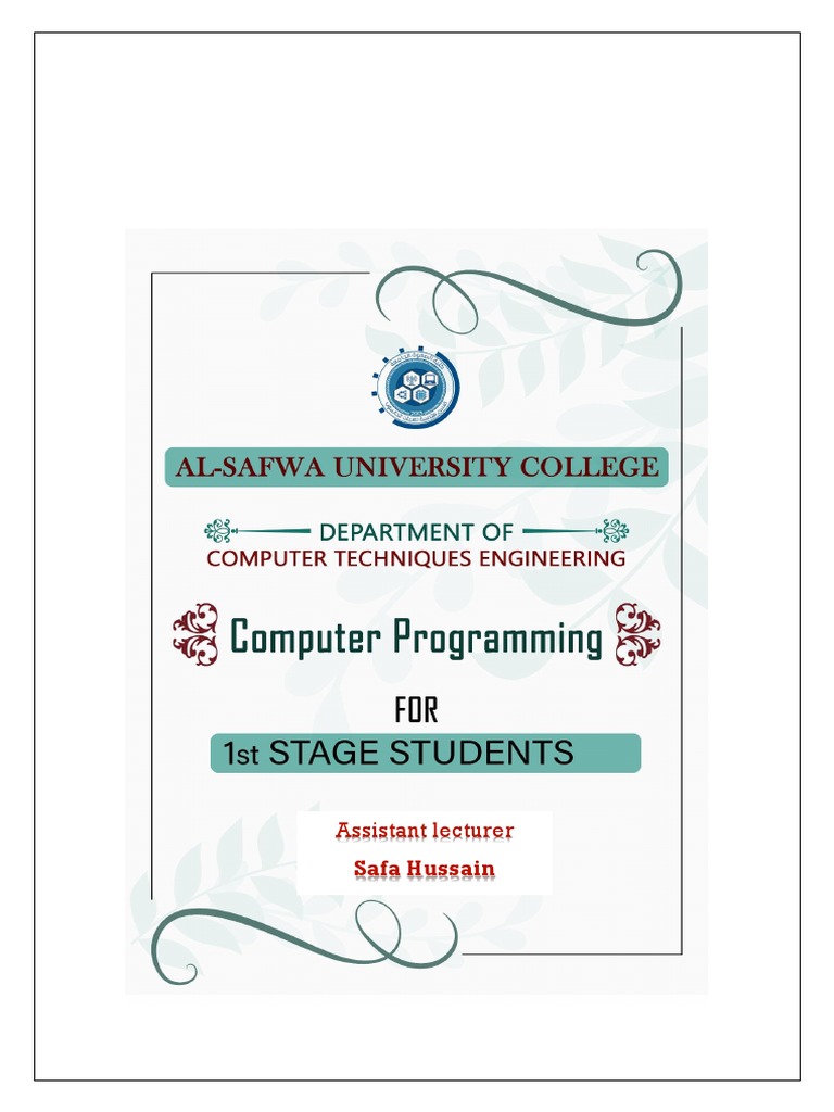 Computer Programming Lecture4 Pdf Integer Computer Science Notation 0205