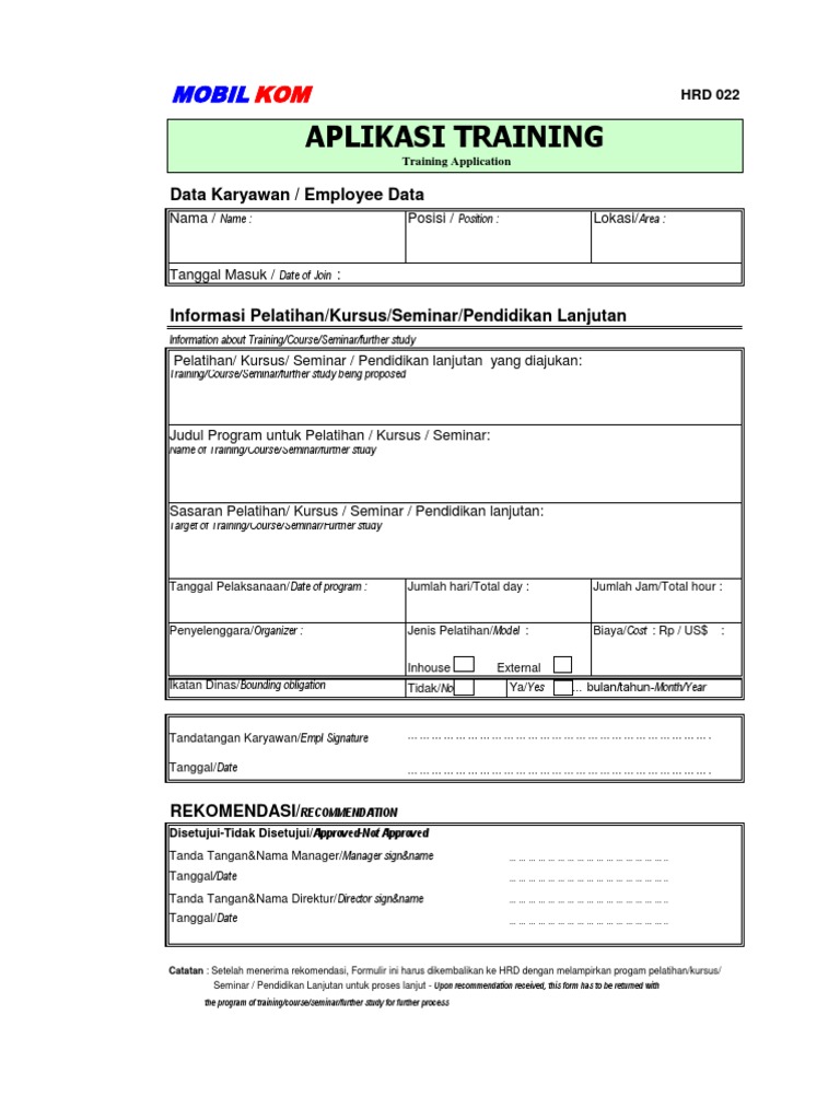 Aplikasi Training | PDF