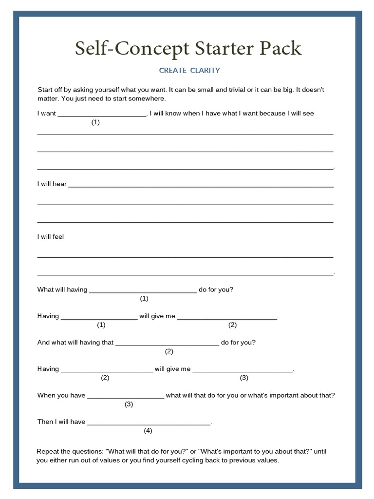Self-Concept Starter Pack CREATE CLARITY | PDF | Psychological Concepts ...