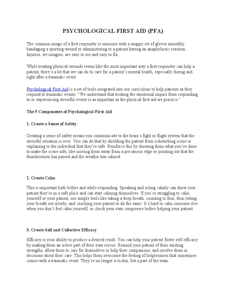 Psychological First Aid | PDF | First Aid | Hope