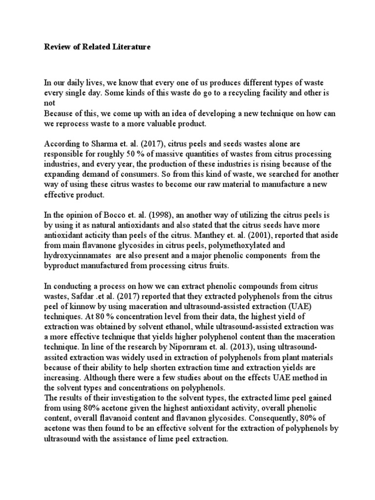 Review of Related Literature | PDF | Polyphenol | Chemistry