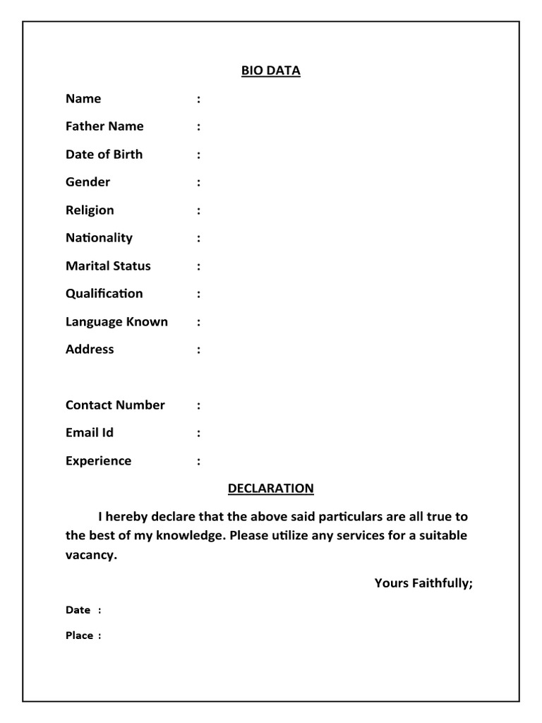 Bio Data | PDF