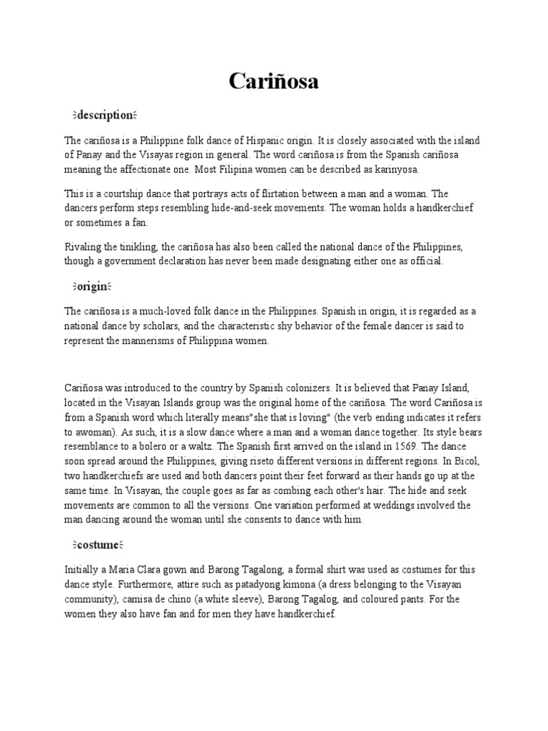 Cariñosa: Description | PDF | Dances | Performing Arts