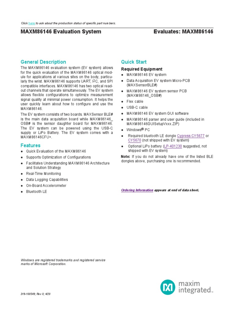Evaluates: MAXM86146 MAXM86146 Evaluation System: General Description ...