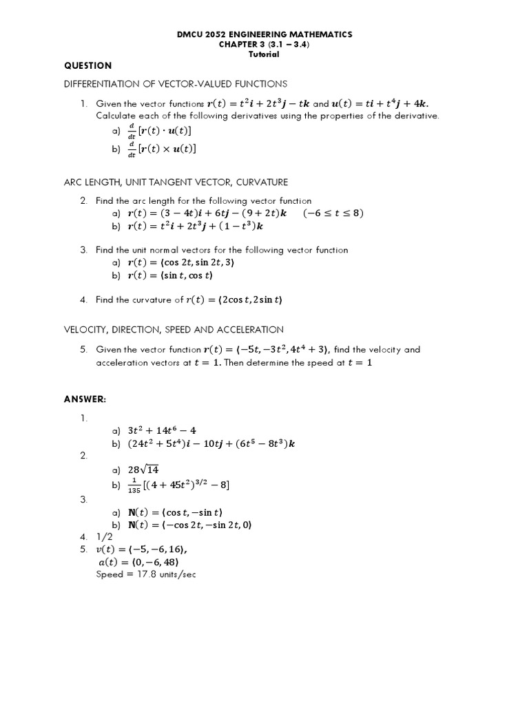 Tutorial - Chapter 3 (3.1 - 3.4) | PDF