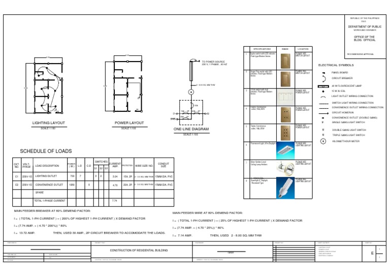 Schedule of Loads: Lighting Layout Power Layout | PDF | Switch | Lighting