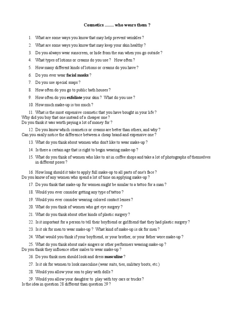 ESL - Cosmetics Lesson | PDF | Cosmetics | Clothing