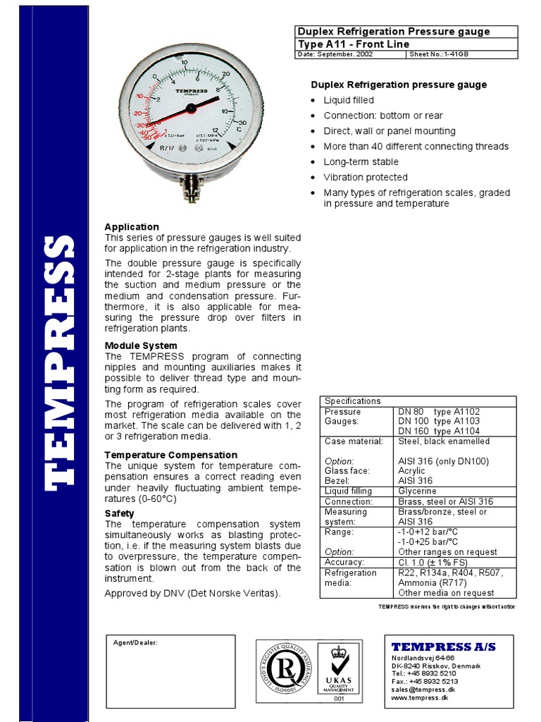 Tempress 1-41GB-Duplex-Pressure-Gauge-A11 | PDF | Pressure Measurement ...