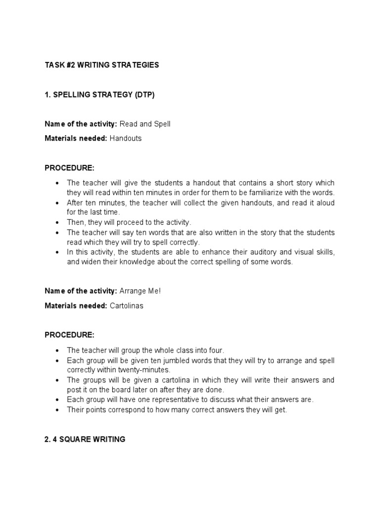 Task #2 Writing Strategies | PDF | Cinderella
