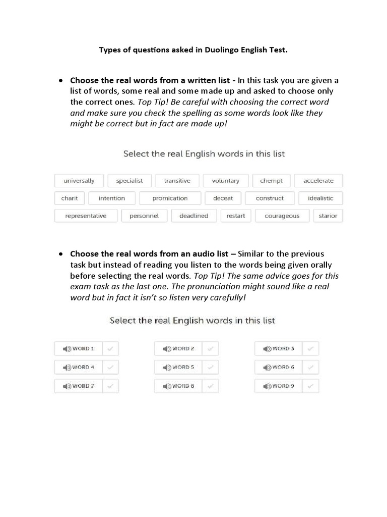 Duolingo English Test | PDF | Test (Assessment) | Stress (Linguistics)