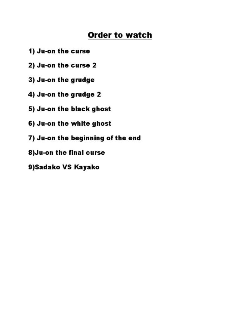 Ju-On Watch Order | PDF