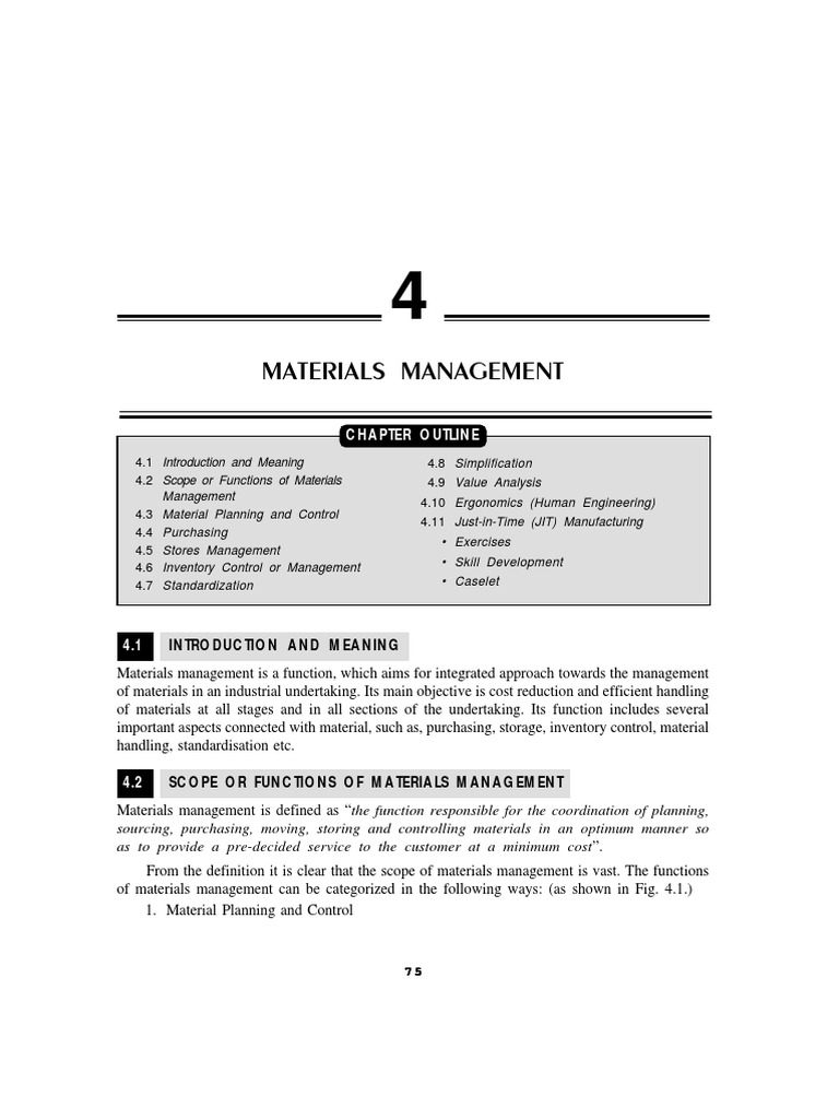 Chapter 4 - MATERIALS MANAGEMENT | PDF | Inventory | Prices