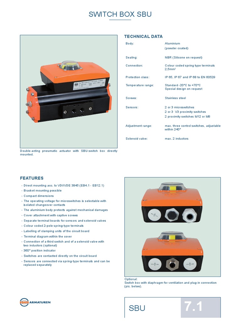 Switch Box Sbu Switch Box Sbu: Technical Data | PDF | Switch | Valve
